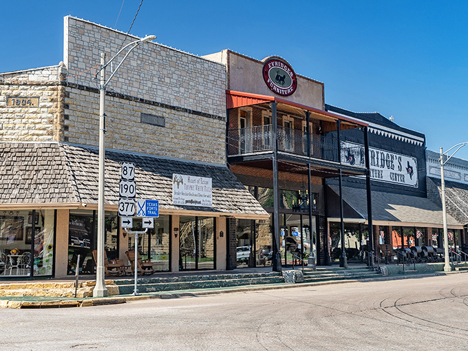 Brady's main drag captures that perfect small-town rhythm where traffic lights are suggestions and conversations matter more.