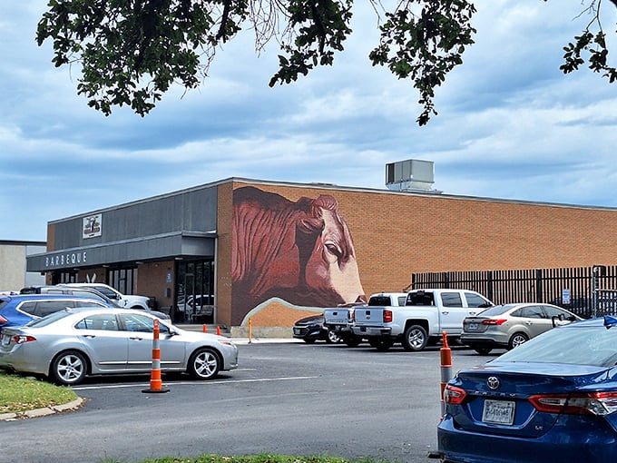 Cattleack's bold bull artwork announces serious barbecue intentions - this isn't your average strip mall dining experience.