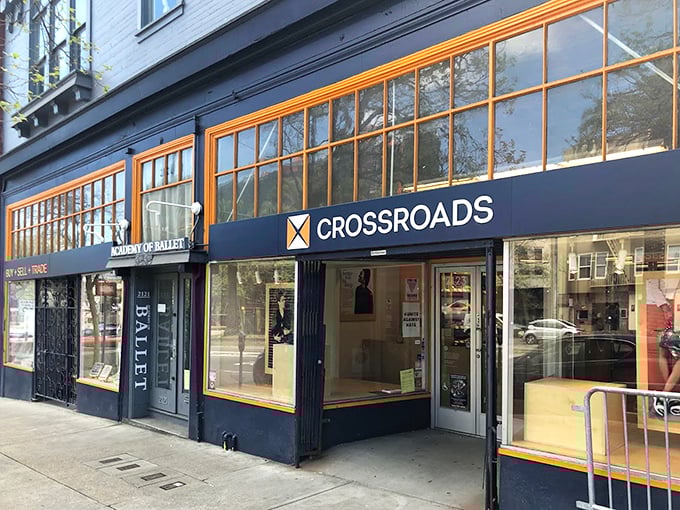 Crossroads Trading's sleek storefront proves that thrift shopping can feel as upscale as any boutique shopping experience.