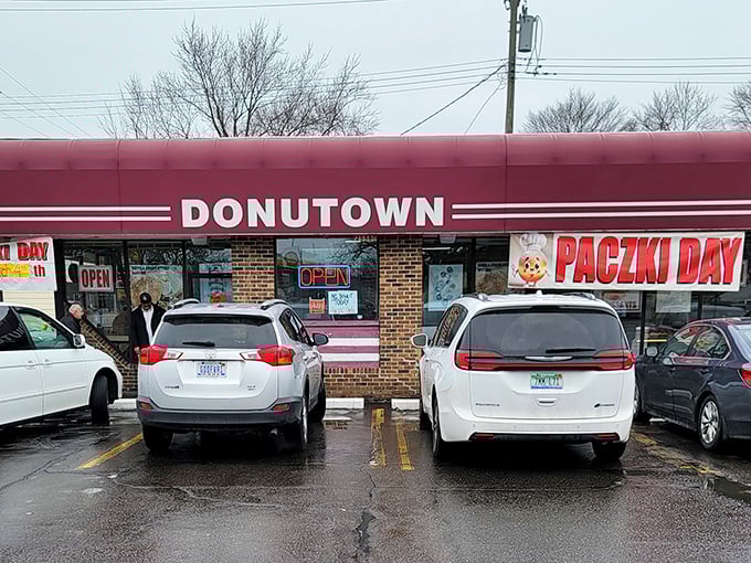 Donutown's cherry-red awning promises Polish paczki paradise, even when it's not Fat Tuesday.