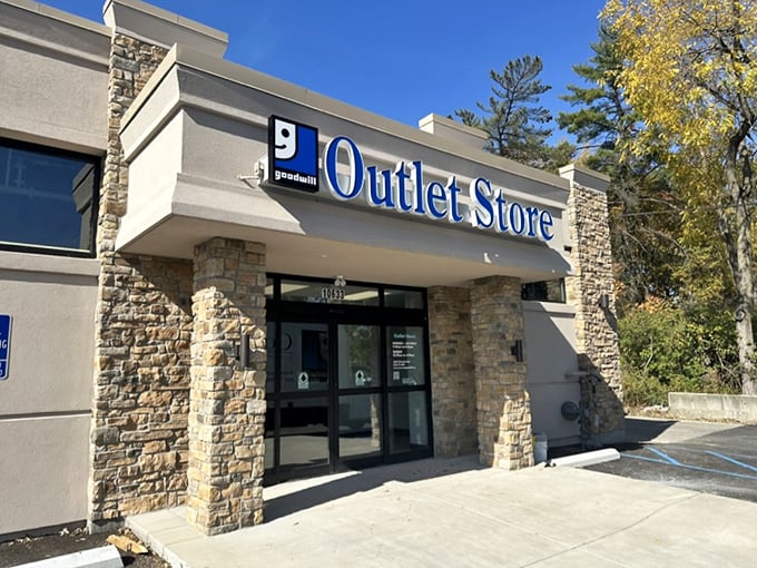 This Goodwill outlet's industrial look hints at the serious business of bargain hunting happening inside daily.