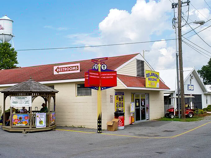 This fairground building in Harrington serves as a community hub, where locals gather year-round for events that strengthen town bonds.