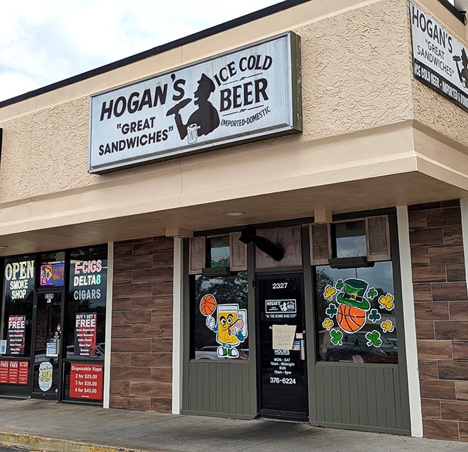 Hogan's tells you everything you need to know right on the sign – great sandwiches and cold beer, period.
