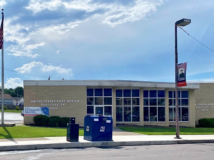 Nanticoke’s post office stands in classic mid-century style, serving as a steady hub for the community’s daily connections.