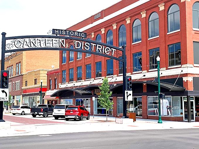 North Platte's Historic Canteen District welcomes visitors with its iconic archway – a gateway to affordable living with small-town Nebraska charm.