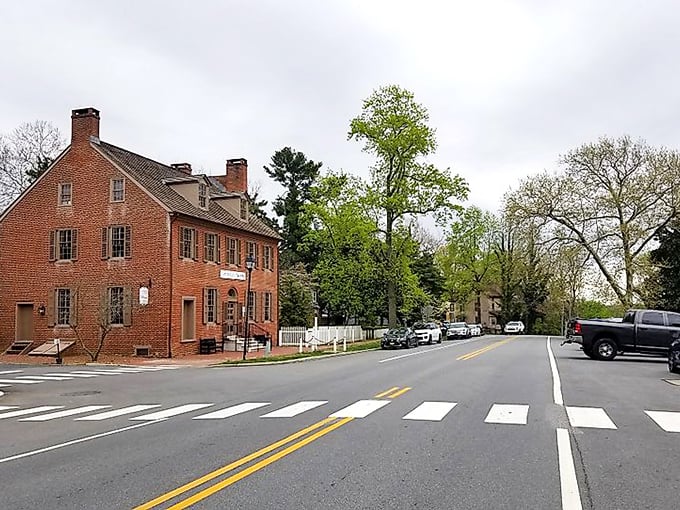 This brick building commands attention, showcasing classic architectural charm.