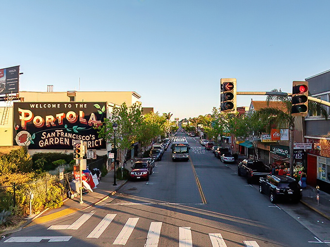 Portola's welcome sign promises the kind of authentic railroad town experience Hollywood tries to recreate.