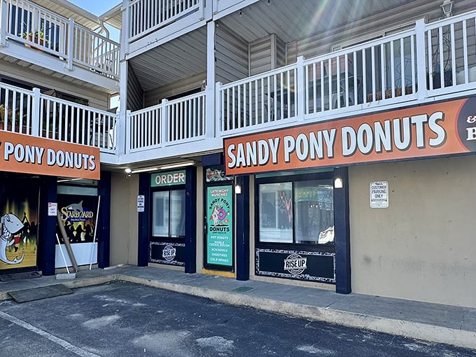 Sandy Pony's beachside perch serves up donuts with a side of ocean breeze – vitamin D included, no extra charge.