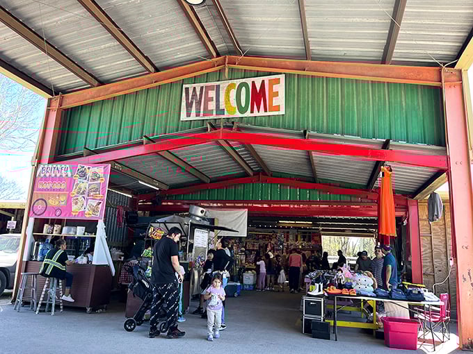 That cheerful "Welcome" sign means business—step inside where international treasures meet Texas-sized hospitality and air conditioning.