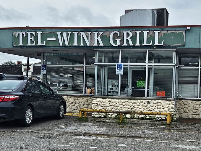 Tel-Wink Grill's weathered sign tells you everything you need to know – unpretentious food that satisfies.