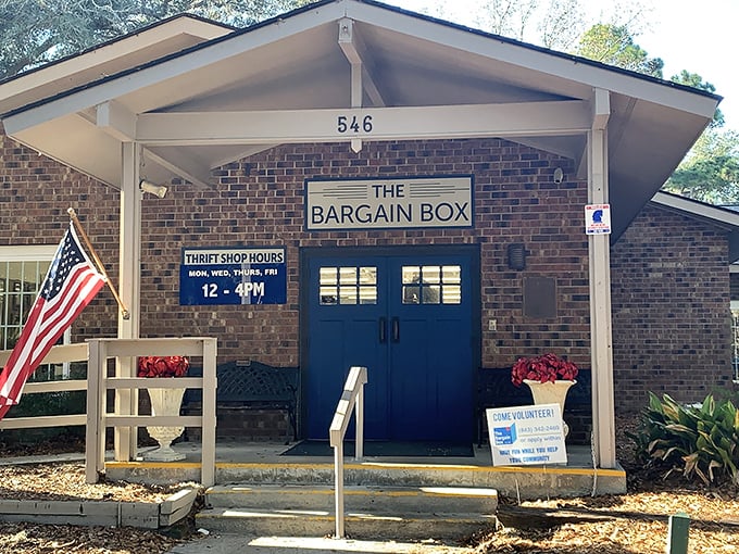 The Bargain Box's charming brick facade feels like discovering a hidden gem in your neighborhood.