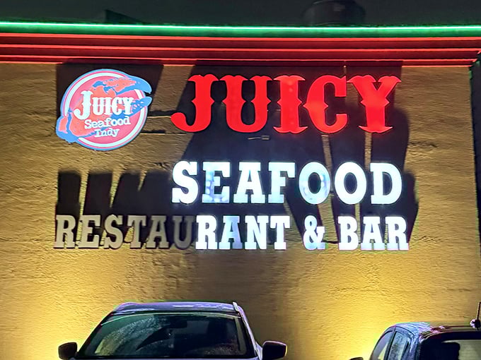 Bold yellow and red signage screams "we're not shy about our seafood" from blocks away here.