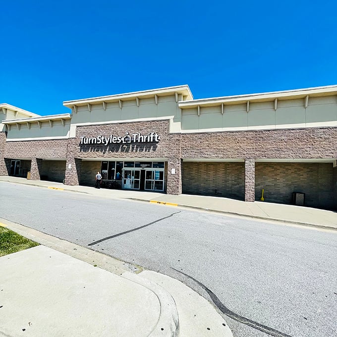 TurnStyles' clean, modern exterior belies the vintage treasures within. That stone facade has witnessed countless "You paid HOW much?" conversations.