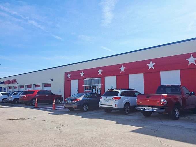 This star-spangled exterior hints at the American treasures waiting inside like a vintage Fourth of July celebration.