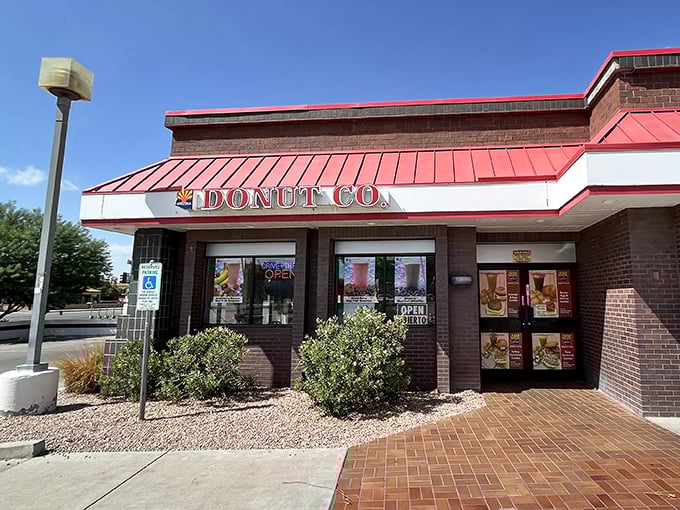 That red roof isn't just eye-catching – it's become a landmark for locals seeking their morning sugar fix.