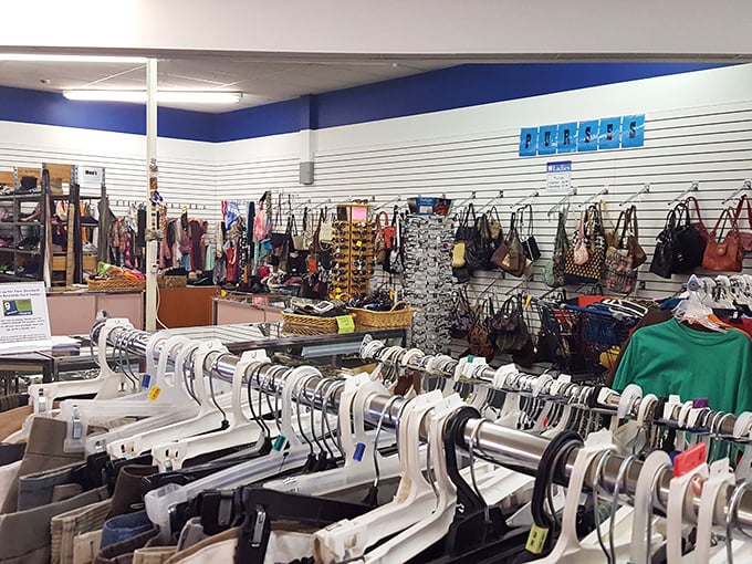 Clean, bright displays make browsing feel more like boutique shopping than traditional thrift store treasure hunting.