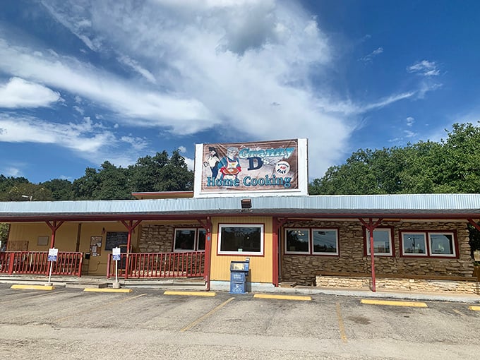 The weathered sign at Granny D's doesn't lie – this is where comfort food gets the respect it deserves.