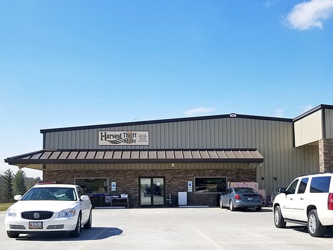 Stone and steel architecture that whispers "We've got the good stuff" to savvy shoppers. 