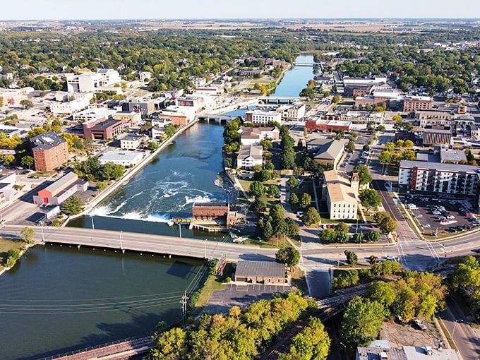 Janesville's riverside development offers urban amenities with a decidedly un-urban pace, perfect for afternoon strolls and impromptu bench-sitting.