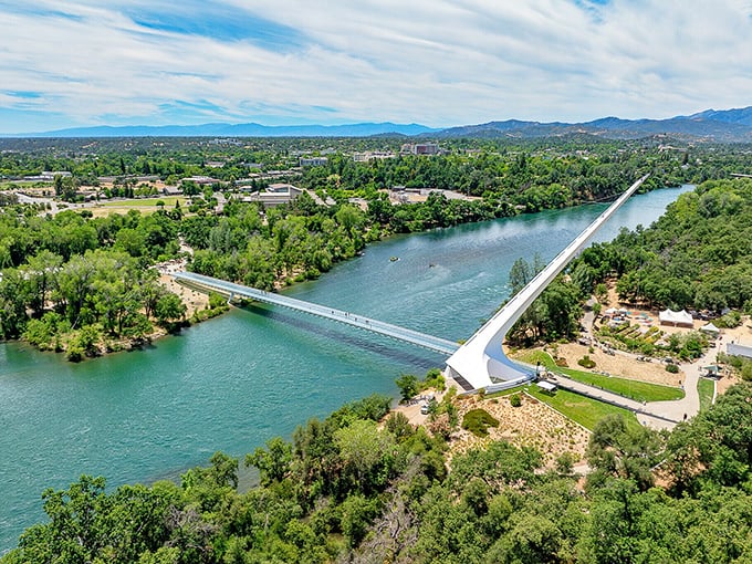 The Sundial Bridge floats over the Sacramento River like a piece of functional art - Calatrava meets California cool.