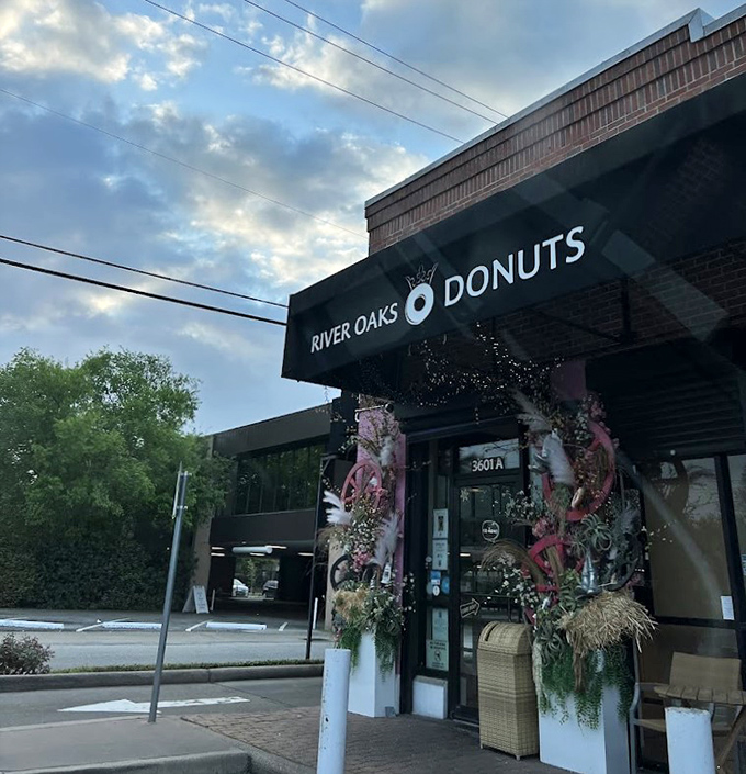Evening ambiance transforms this River Oaks spot into something between bakery and urban art installation.