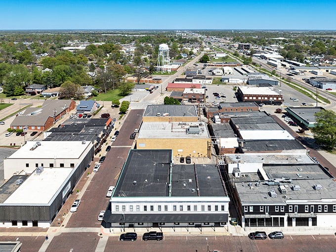 This bird's-eye view shows a town that hasn't forgotten what community really means.