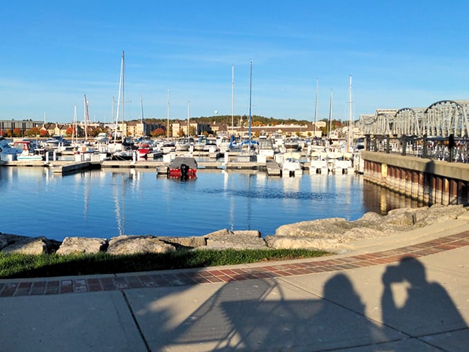 The marina at Sturgeon Bay is where boats of all personalities gather to swap stories of Great Lakes adventures.