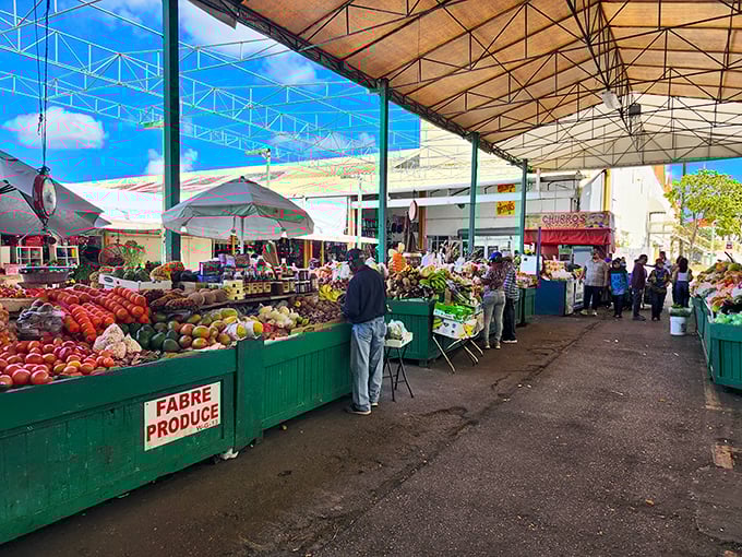 Farm-fresh meets flea market. The Swap Shop's produce section offers a rainbow of fruits and vegetables amid the treasure hunting.