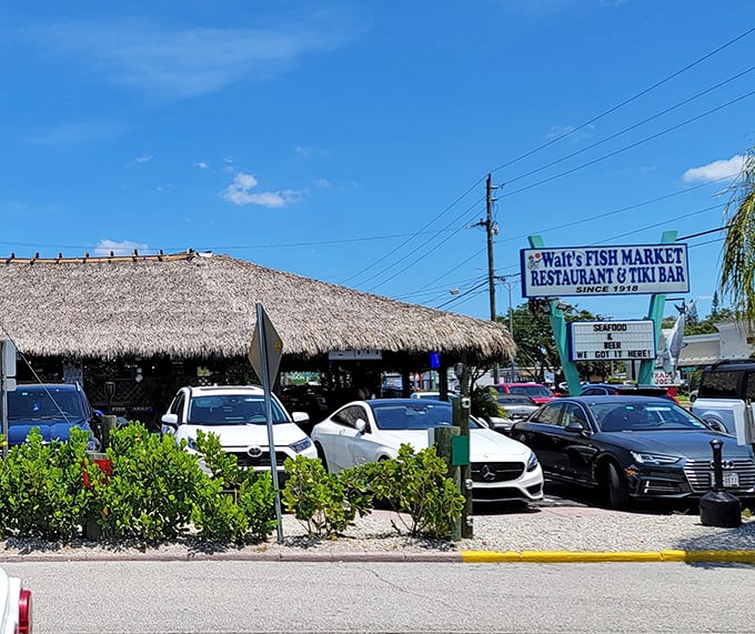 That classic tiki hut exterior isn't just Instagram-worthy – it's the architectural equivalent of "fresh fish served here!"