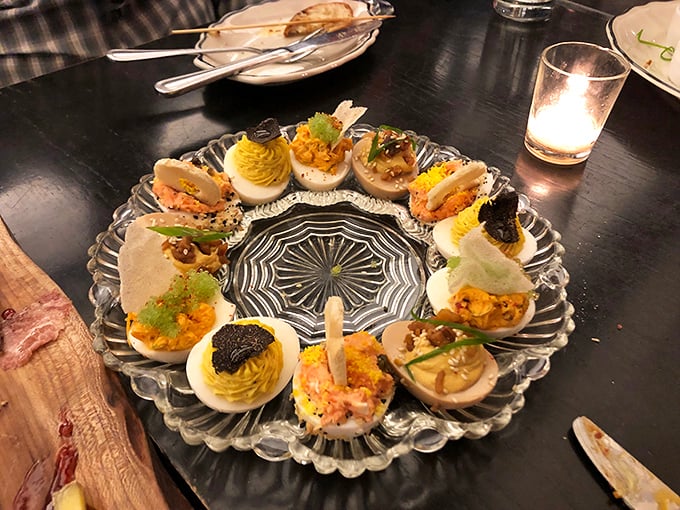 These aren't your grandmother's deviled eggs—unless your grandmother was secretly a five-star chef with an artistic streak and access to caviar.