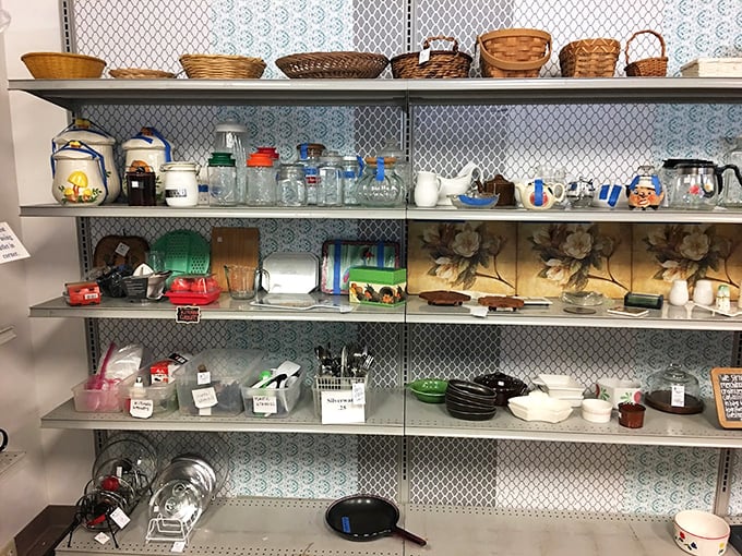 Kitchen nostalgia on display—spot the Pyrex patterns your grandmother used while making those cookies no one has quite replicated since.