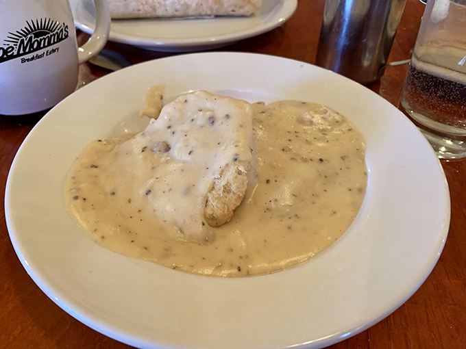 Biscuits and gravy so good they deserve their own ZIP code. The pepper specks aren't decoration—they're flavor confetti.
