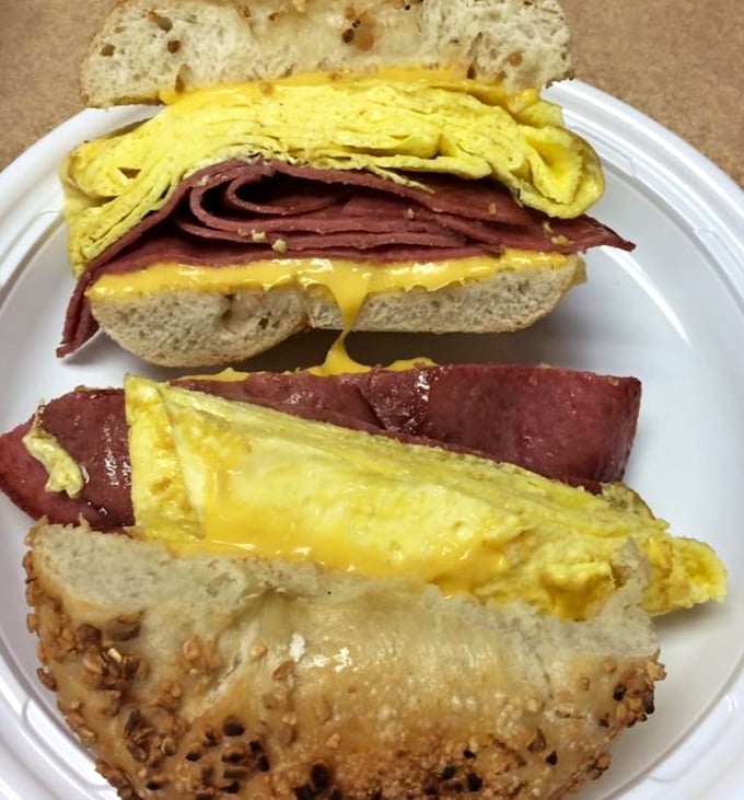 Breakfast gets the deli treatment with this glorious creation – where fluffy eggs and savory meats find their morning home on a fresh bagel.