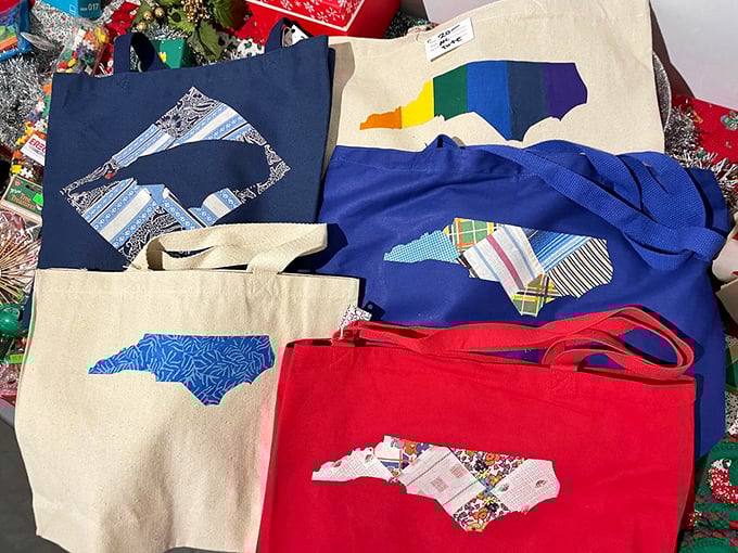 North Carolina pride stitched into every tote—these handcrafted bags turn local geography into wearable art that carries more than just your stuff.