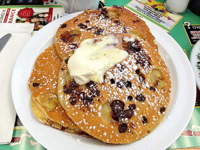 These banana chocolate chip pancakes aren't just breakfast – they're what dessert dreams about when it wants to wake up early.