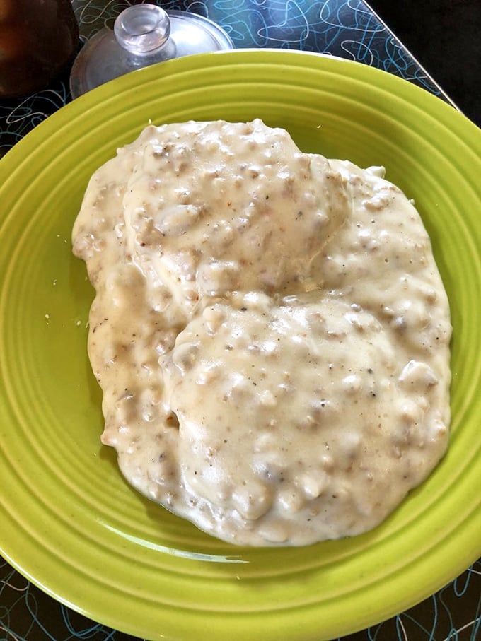 Biscuits and gravy so creamy and pepper-flecked it could make your Southern grandmother weep with joy—or jealousy.