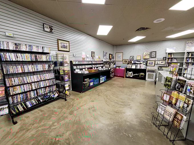 Bibliophiles beware: the meticulously organized media section might turn your quick visit into an afternoon of literary treasure hunting and nostalgic DVD discoveries.