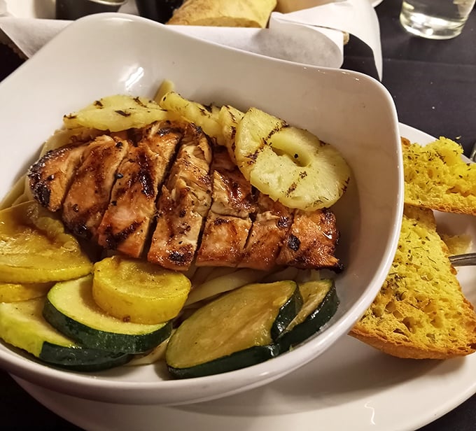 Bourbon Chicken that's been kissed by the grill and surrounded by vegetables that actually make you want to eat your veggies.