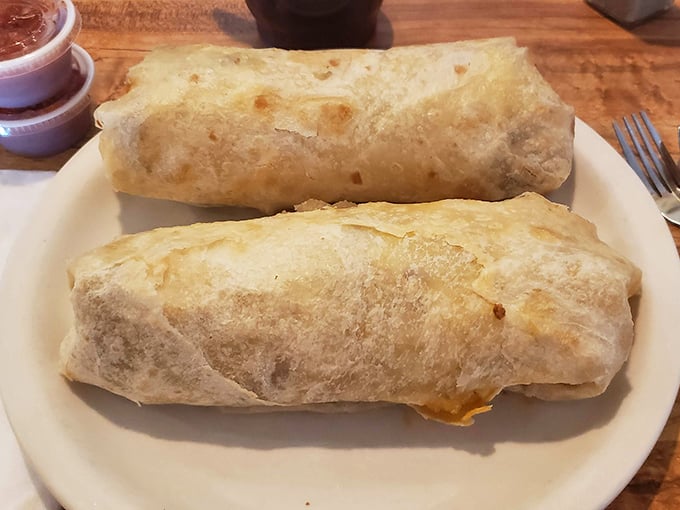 These breakfast burritos aren't messing around—flour tortillas packed tight with morning goodness that could fuel you through a marathon or a Netflix binge.