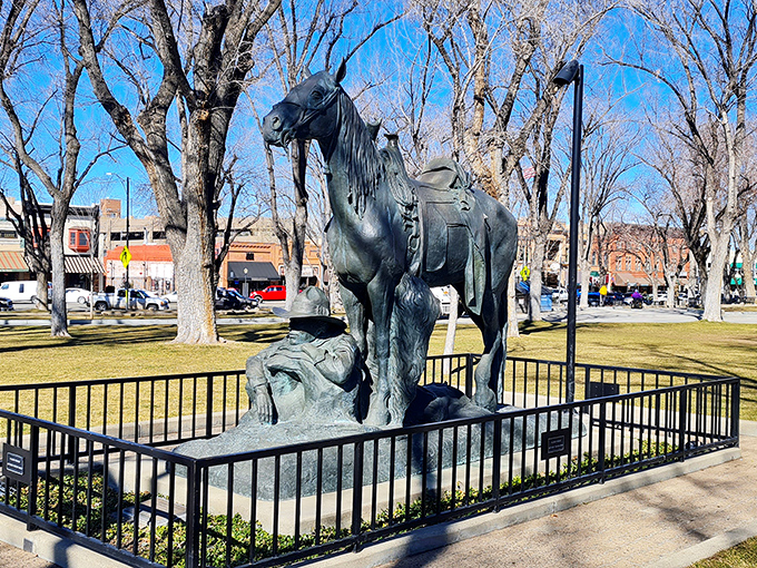 Bucky O'Neill's bronze horse hasn't moved an inch since installation, yet somehow looks ready to gallop across the courthouse plaza at any moment.