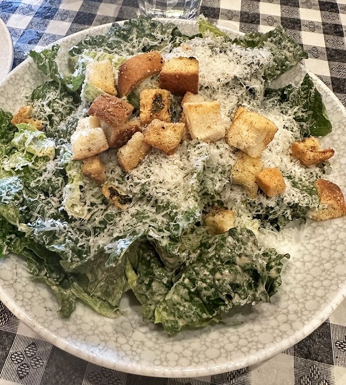 A Caesar salad that Julius himself would approve. Those homemade croutons aren't just playing a supporting role—they're stealing the scene.