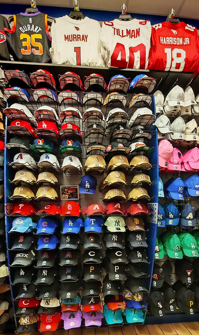 Baseball cap heaven for sports fans – where team loyalty meets fashion statement in a rainbow of options that would make any superfan swoon.