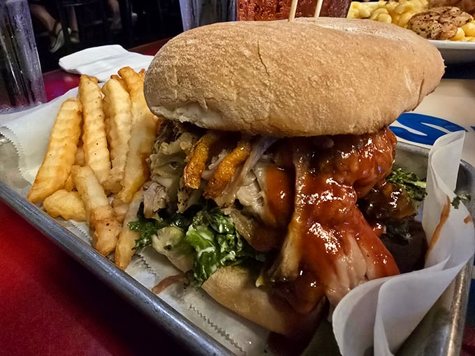 A catfish sandwich that hangs over the bun like it's trying to escape – but trust me, you won't let it.