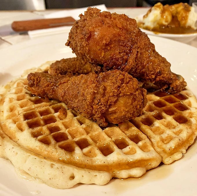 Chicken and waffles—the culinary equivalent of a perfect marriage. Crispy meets fluffy, savory meets sweet, and your taste buds throw a party.