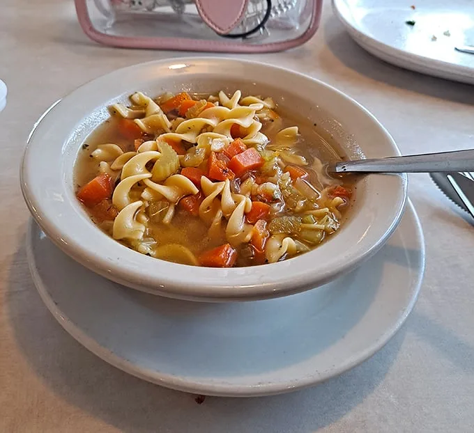 Chicken noodle soup that doesn't just warm your stomach but somehow manages to retroactively cure every cold you've ever had.