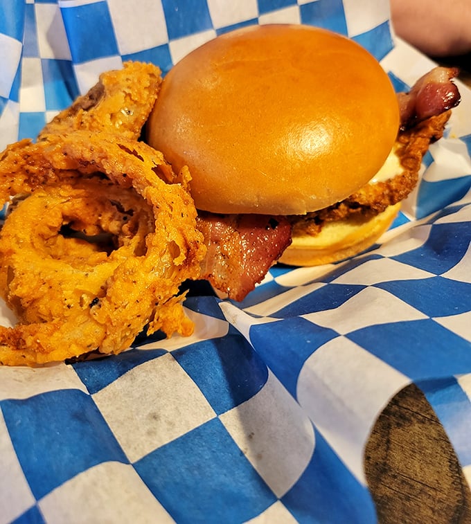 A chicken sandwich that doesn't suffer from burger-joint second fiddle syndrome—this crispy masterpiece demands its own spotlight.
