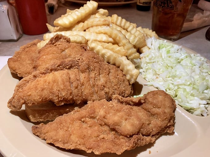 Chicken strips that actually deserve the name—not sad cafeteria versions but proper, juicy morsels wrapped in a crunchy golden embrace.