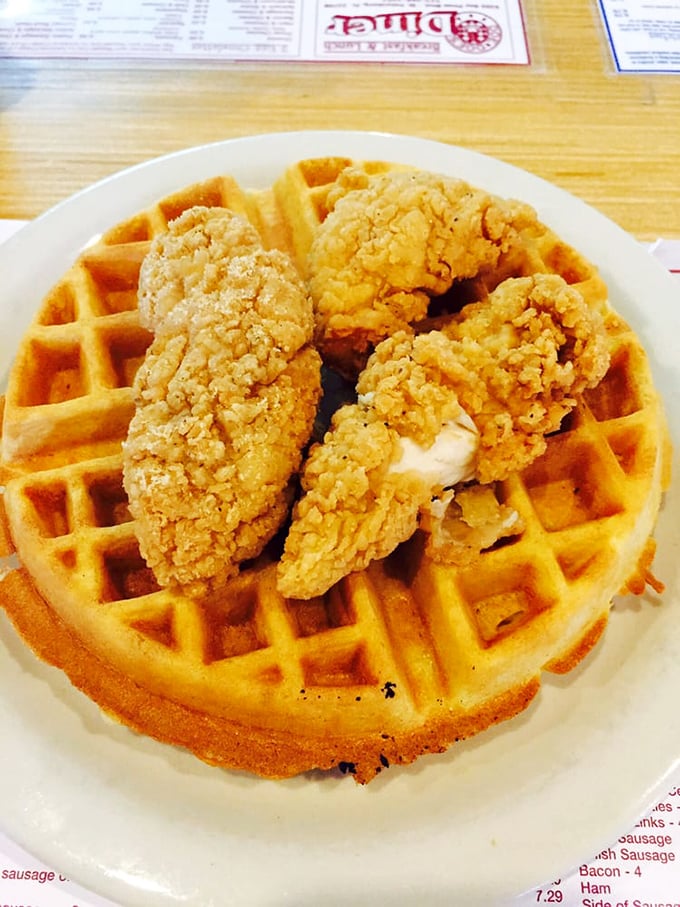 Chicken and waffles—the culinary odd couple that works better than most Hollywood marriages. Sweet, savory, and utterly irresistible.