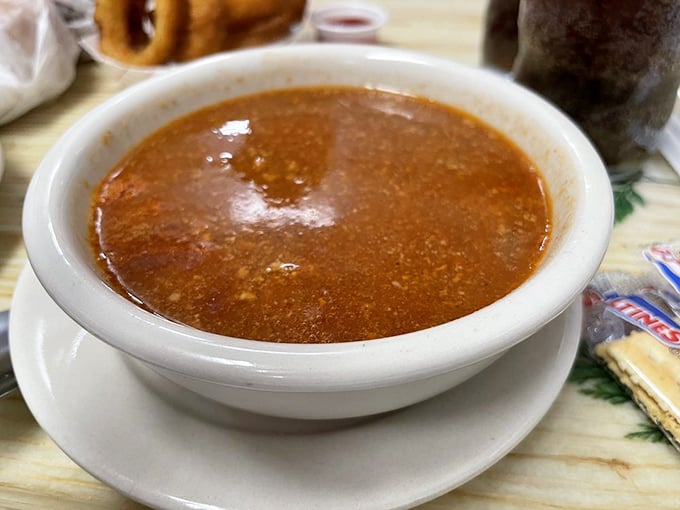 A bowl of chili that's seen more Ohio winters than most residents. Rich, hearty, and unapologetically straightforward—comfort in a bowl when the temperature drops.