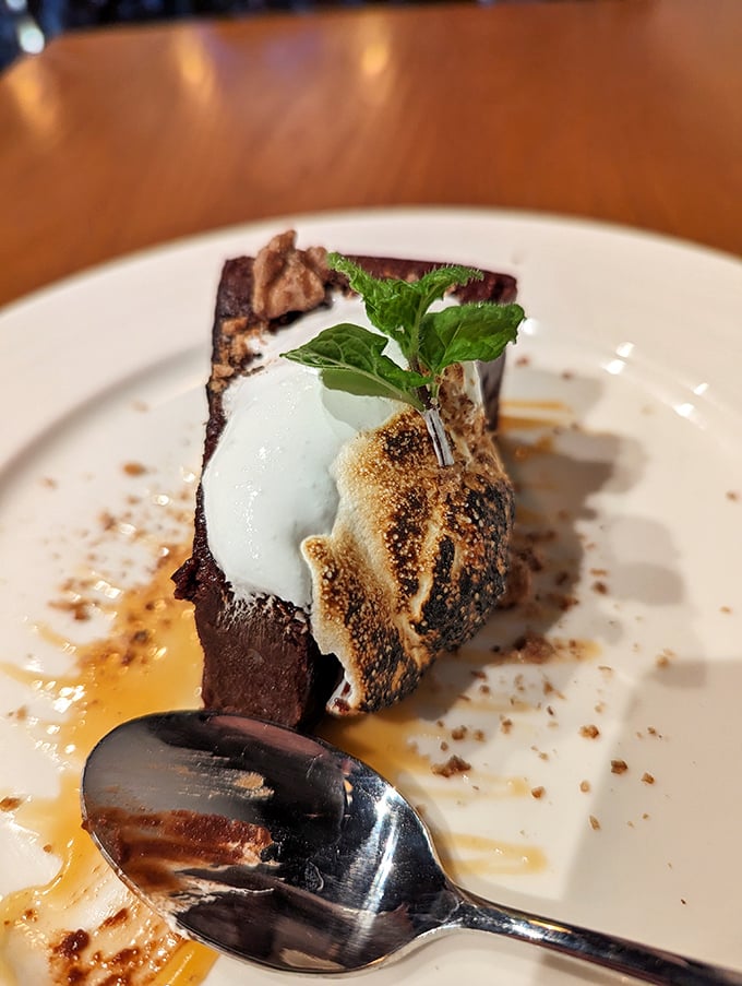 Chocolate cake that makes closing your eyes involuntary. The toasted marshmallow topping is the plot twist you didn't know you needed.